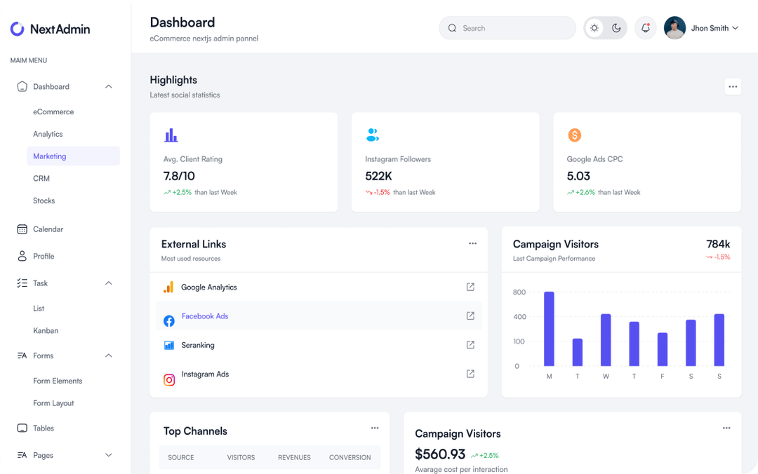 200+ Next.js UI Components for Dashboards | NextAdmin