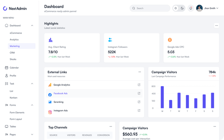 200+ Next.js UI Components for Dashboards | NextAdmin