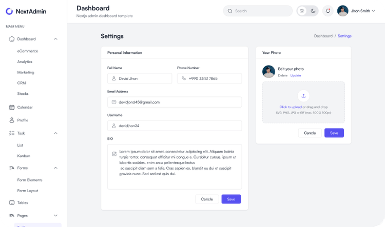 200+ Next.js UI Components for Dashboards | NextAdmin